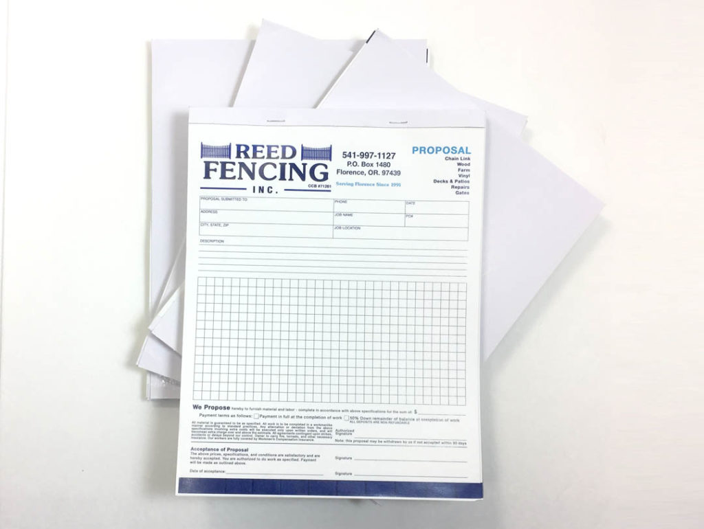 Reed Fencing - NCR Forms - WestCoast Media Group