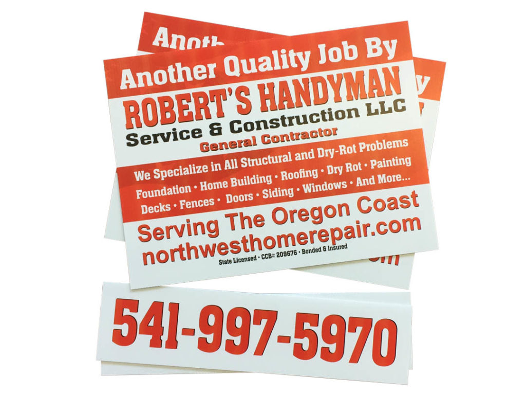 Roberts Handyman - Yard Sign with Rider Sign - WestCoast Media Group